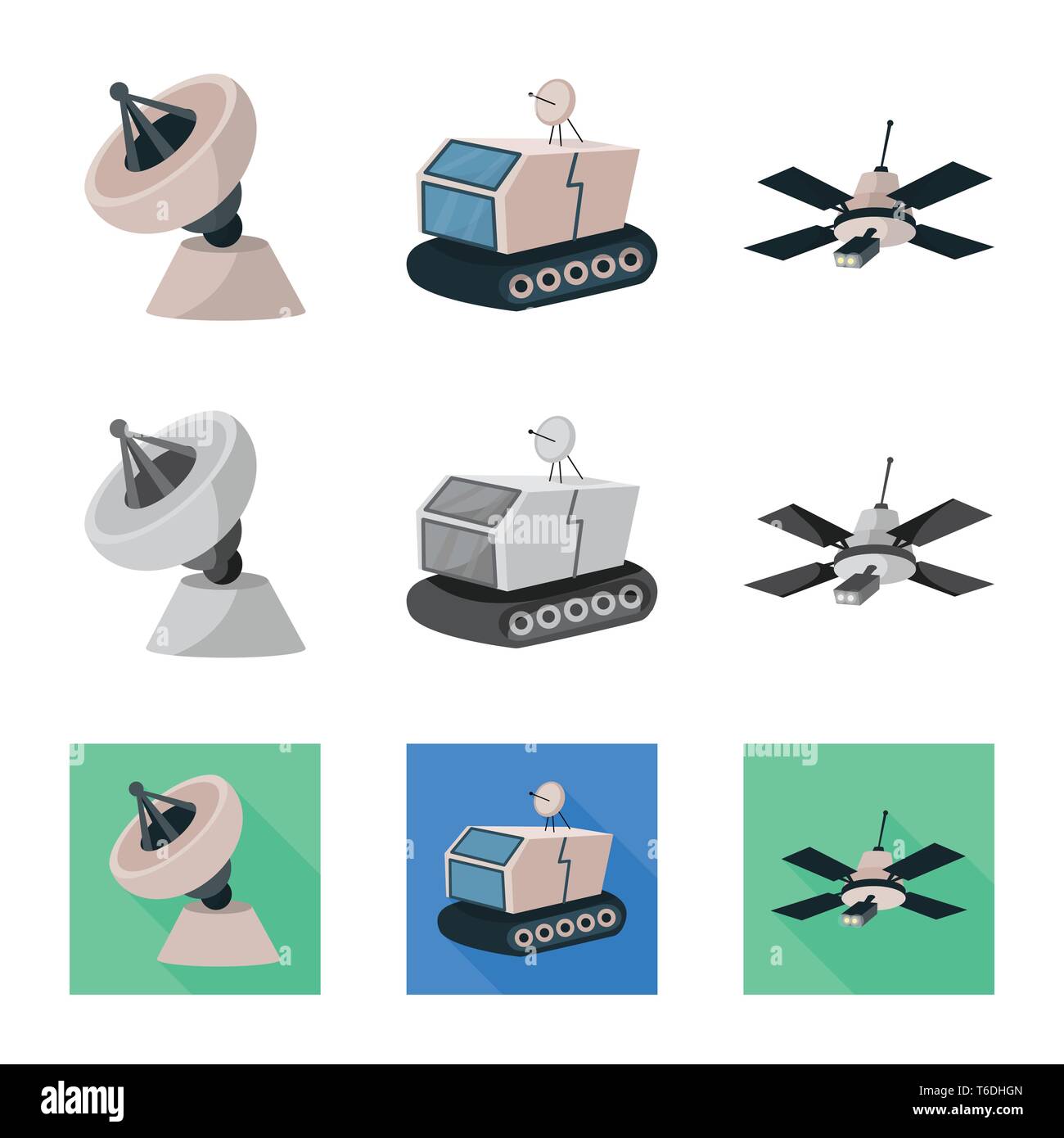 Vector illustration of astronomy and technology symbol. Collection of ...