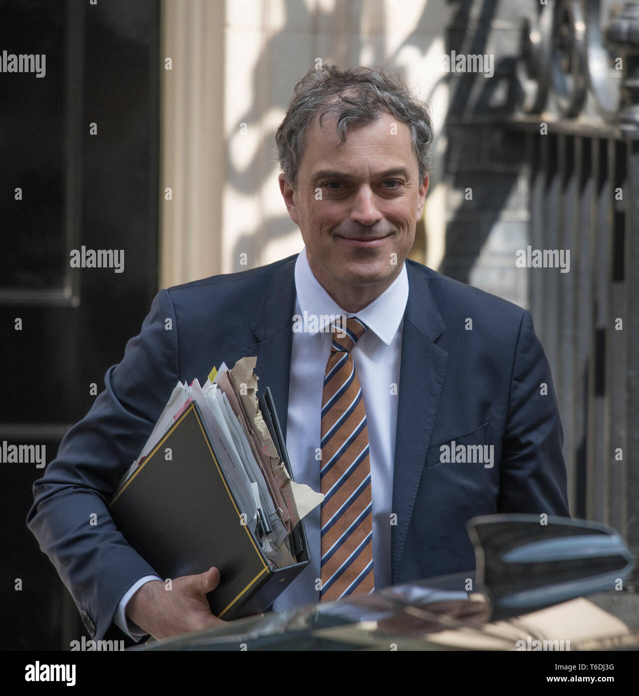 London, 30th April 2019. Chief Whip Julian Smith leaves weekly cabinet ...