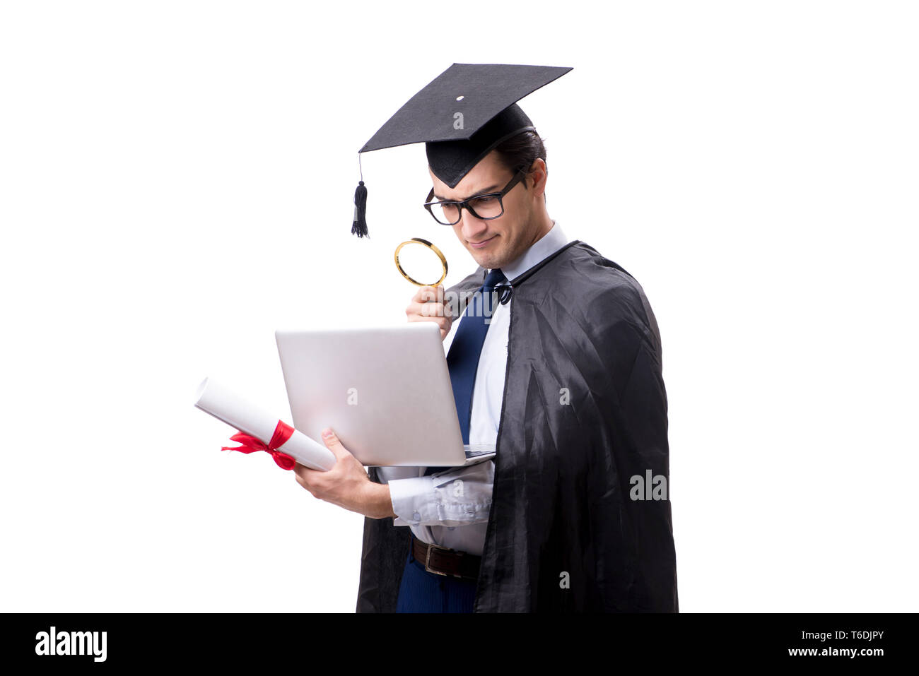 Student graduate isolated on white background Stock Photo - Alamy