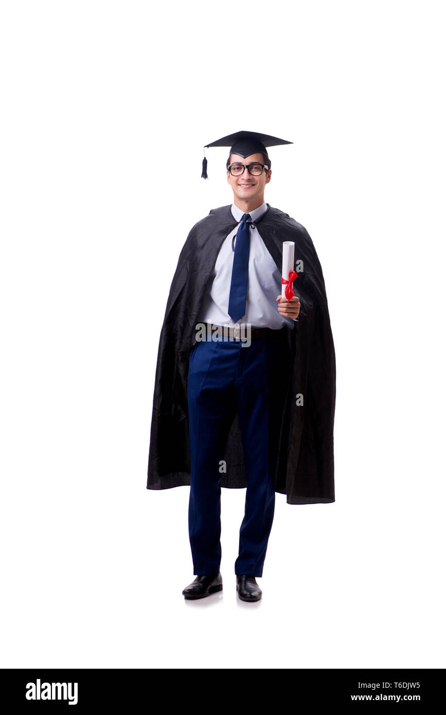Student graduate isolated on white background Stock Photo - Alamy