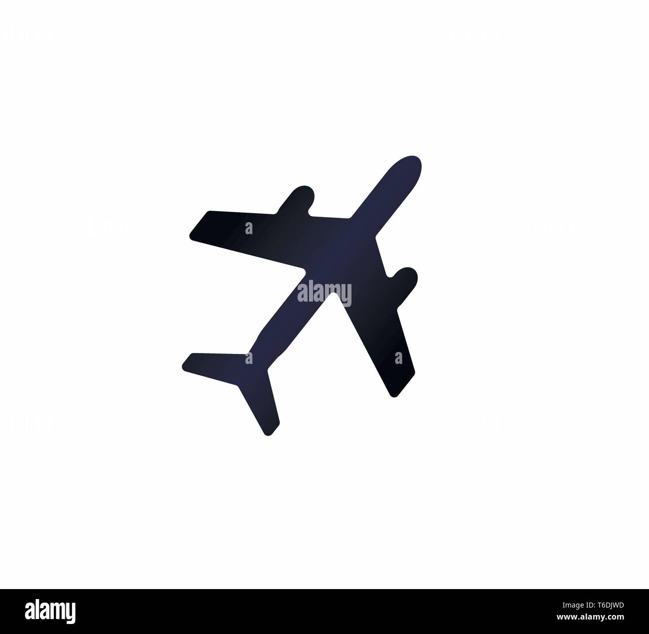 Blue vector flying airplane icon on an isolated white background ...