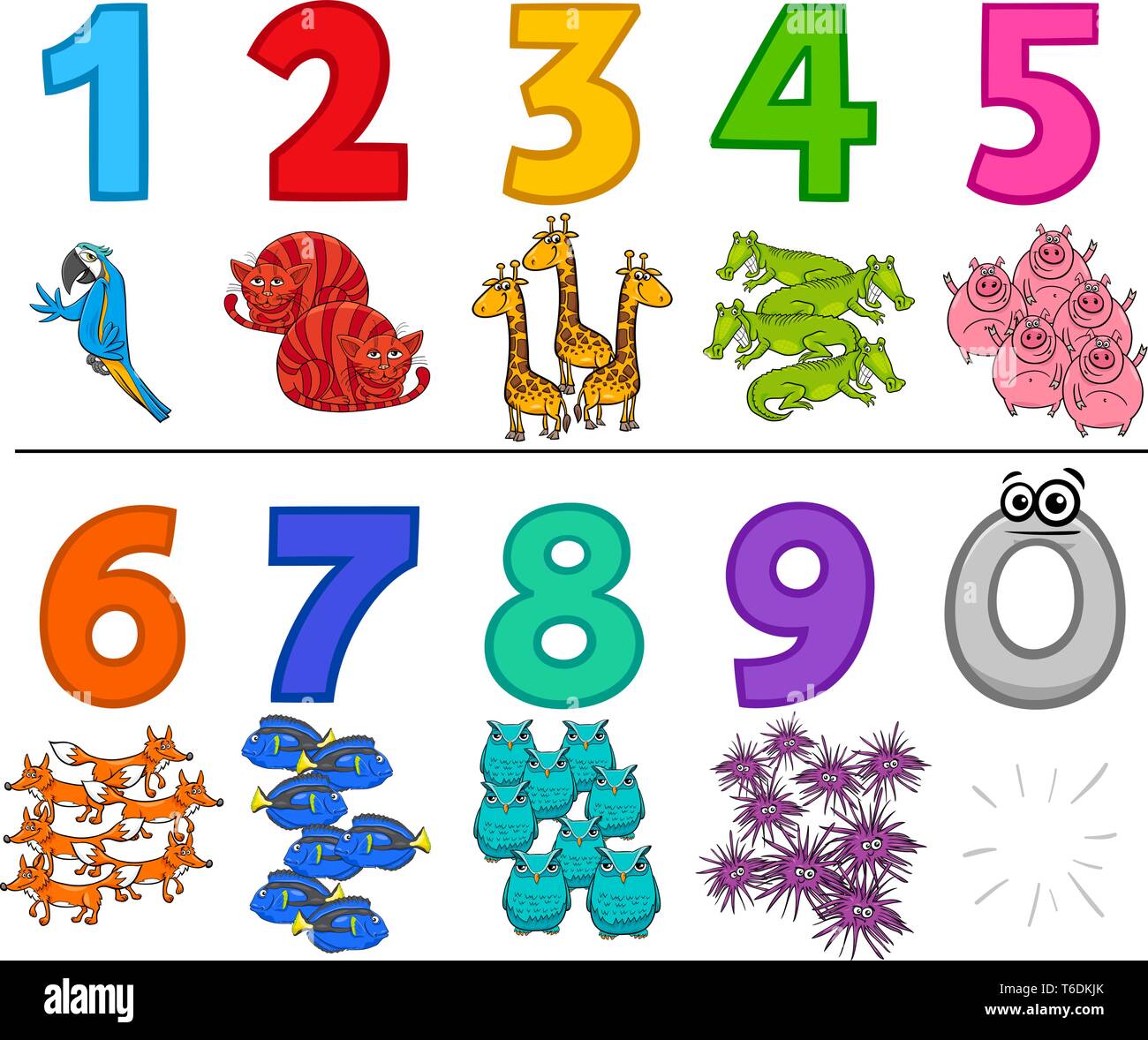 Cartoon Illustration of Educational Numbers Set from One to Nine with ...