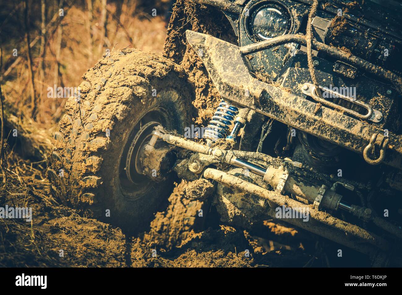 Modern Off Road Car on Muddy Trail Road. Motorsport Theme Stock Photo ...