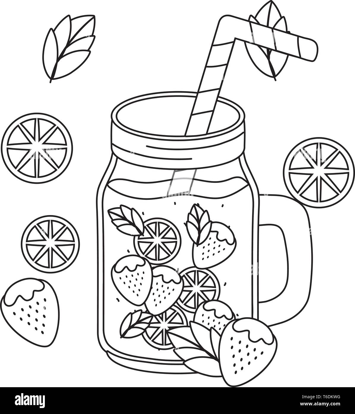 delicious healthy meal juice with fruits mix cartoon vector ...