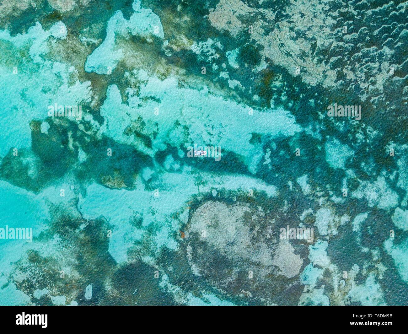 Overhead shot of a boat in a wavy sea Stock Photo - Alamy