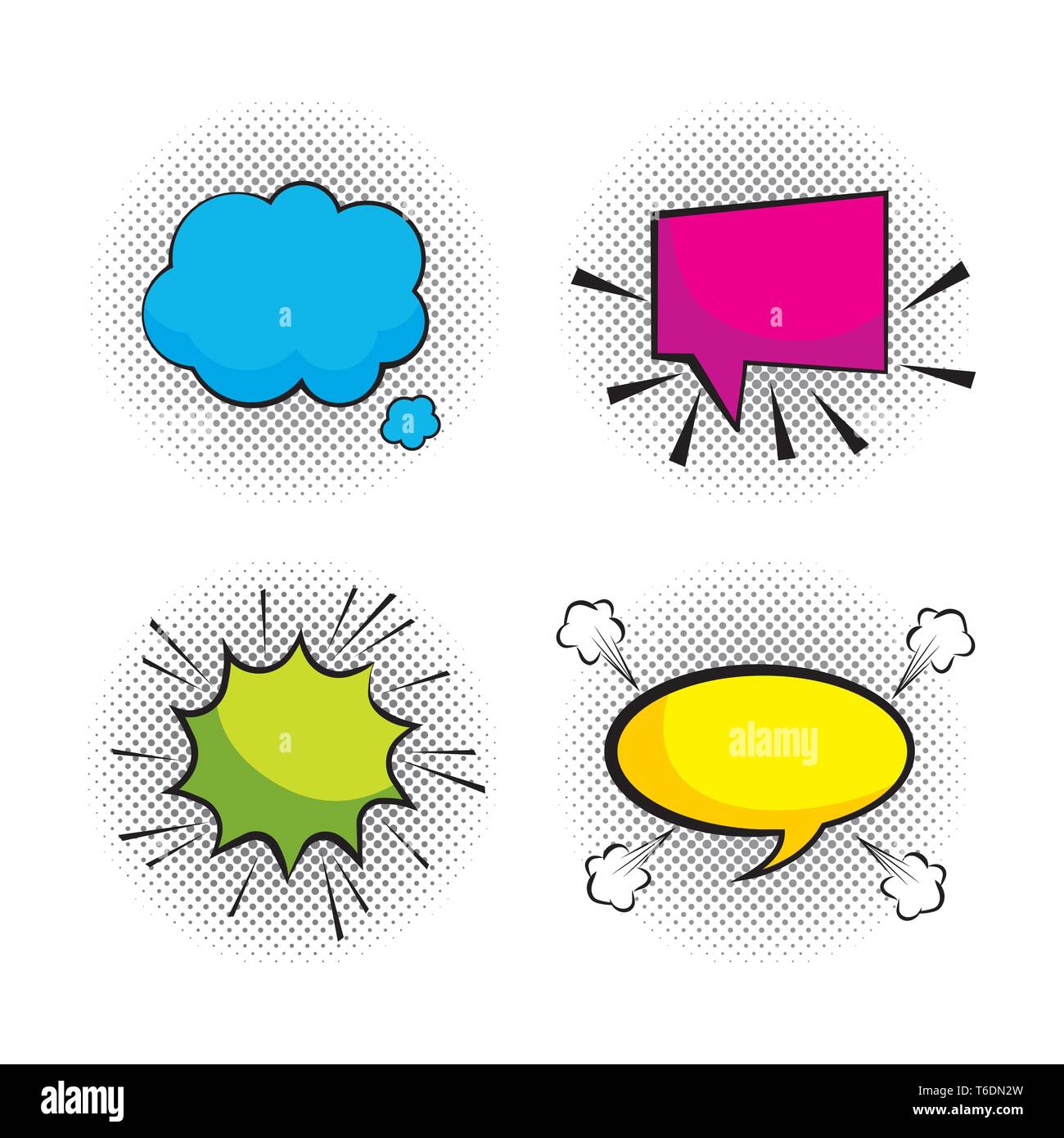 set pop art chat bubbles messages vector illustration Stock Vector ...