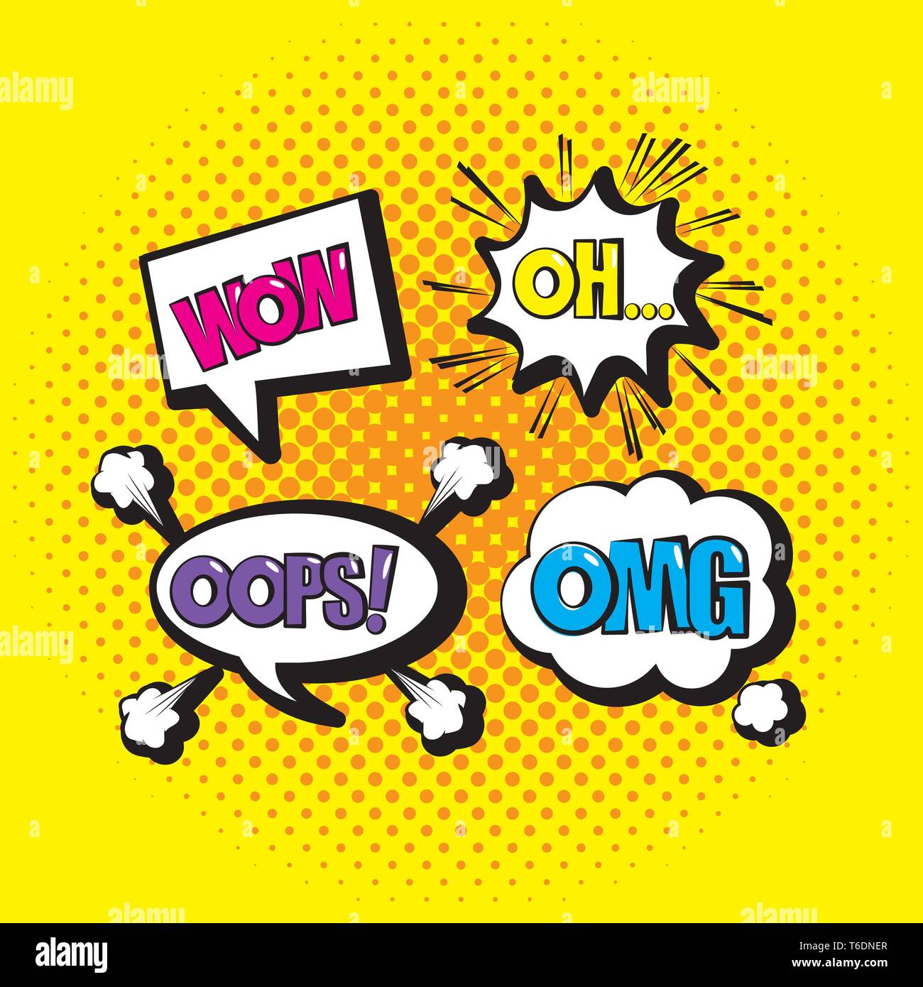 set chat bubbles with pop art messages vector illustration Stock Vector Image & Art - Alamy