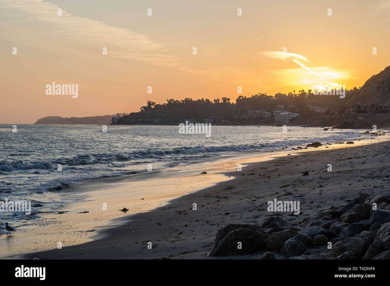 Los Angeles beach scene during sunset magic hour Stock Photo - Alamy