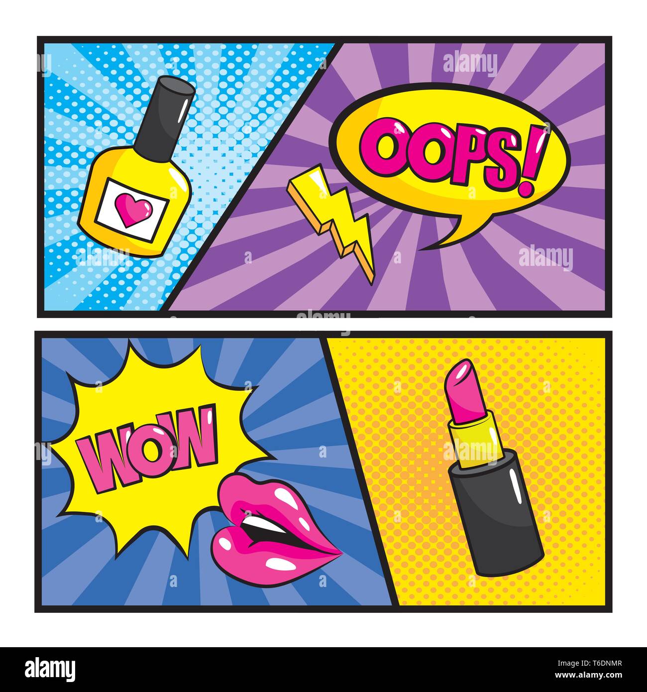 set pop art comic with chat bubbles messages vector illustration Stock ...