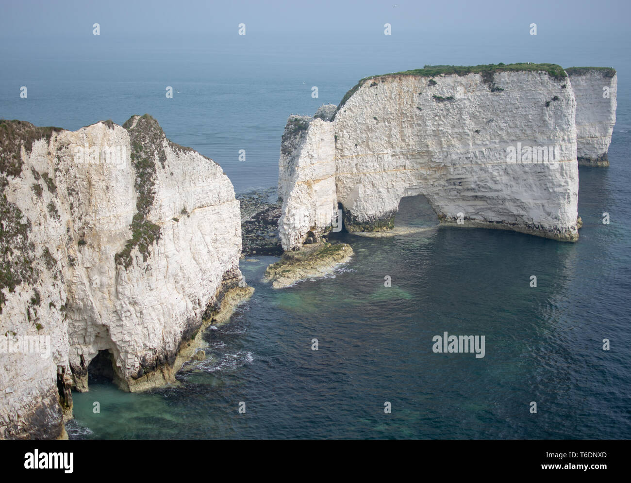 Old Harry Rocks, Dorset, UK, showing the chalk structure Stock Photo ...