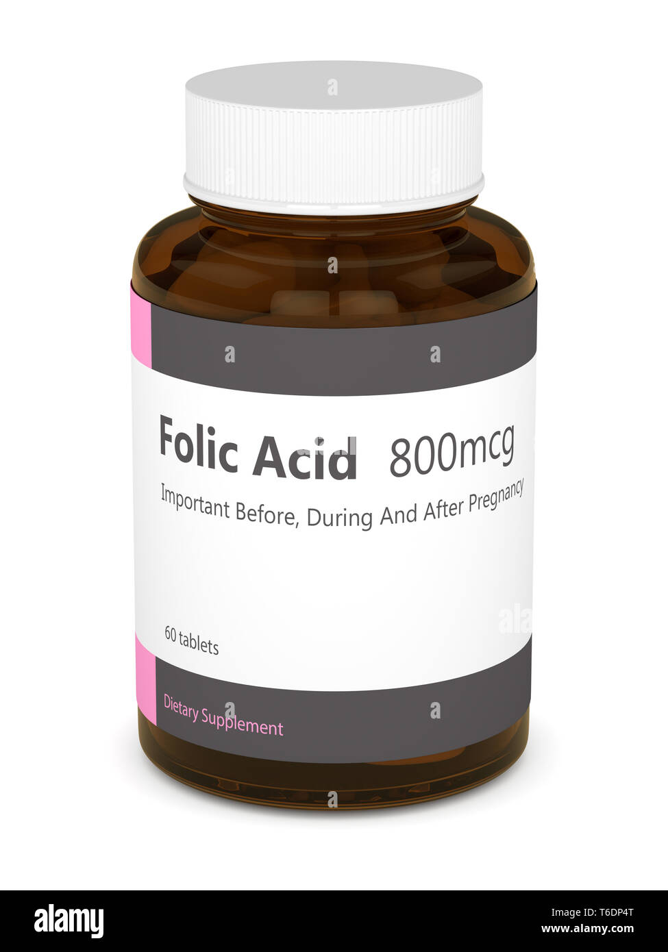 3d render of folic acid with pills isolated over white background Stock ...