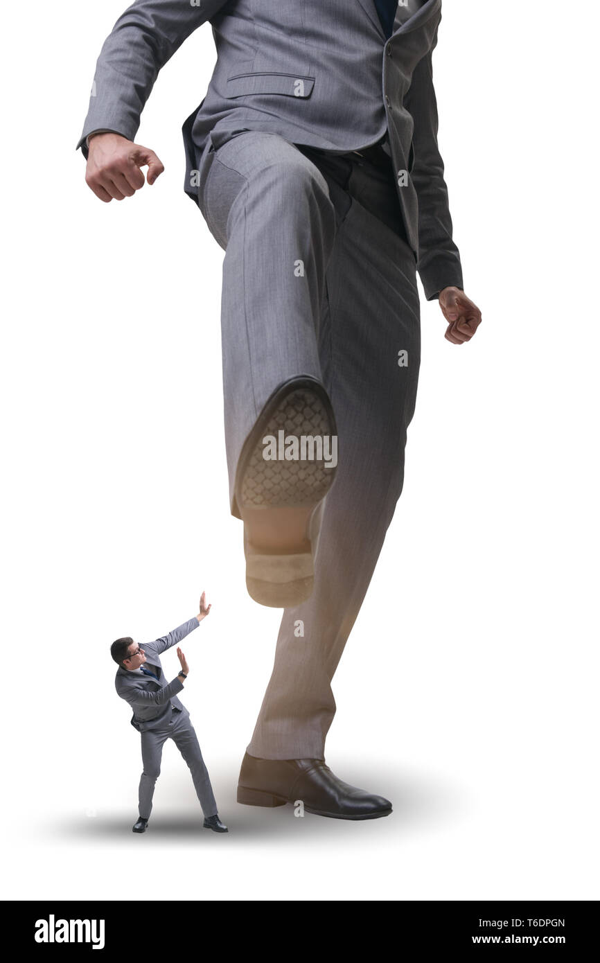 Bad angry boss kicking employee in business concept Stock Photo - Alamy