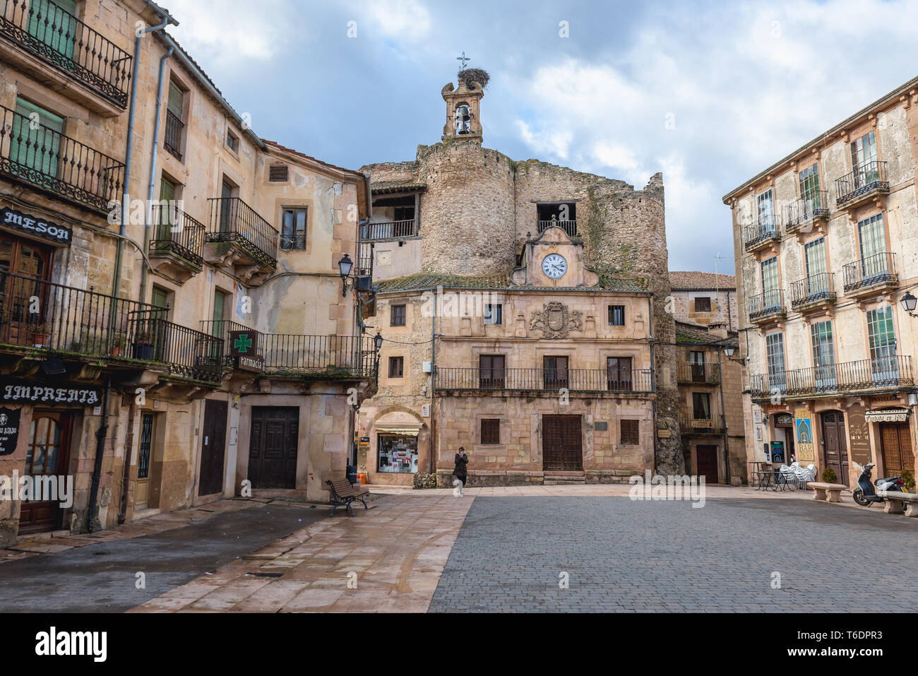 Main square of Sepulveda town in Province of Segovia, Castile and Leon ...