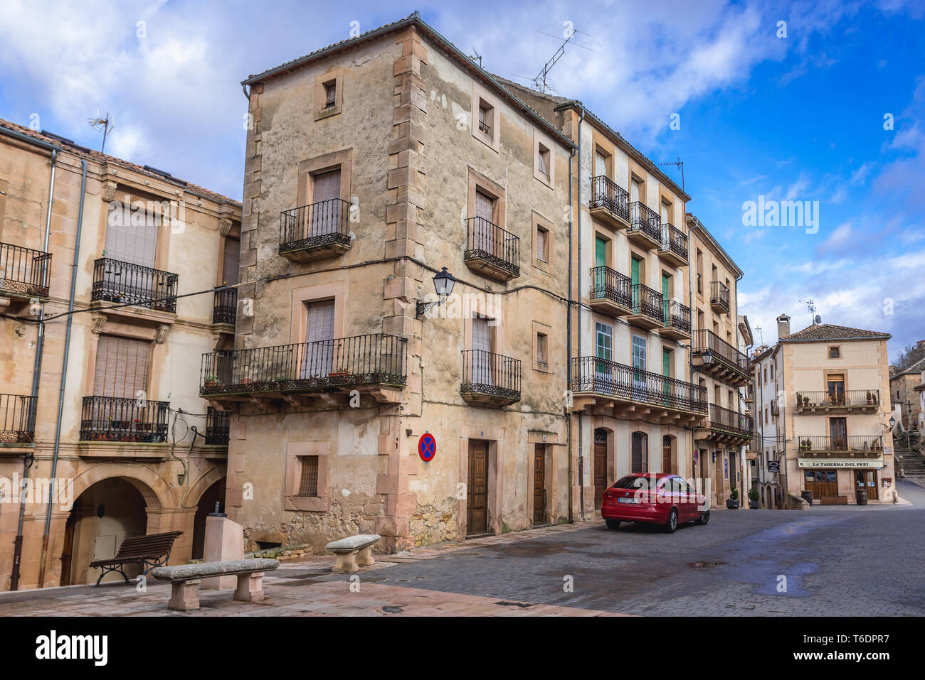 Main suare of Sepulveda town in Province of Segovia, Castile and Leon ...