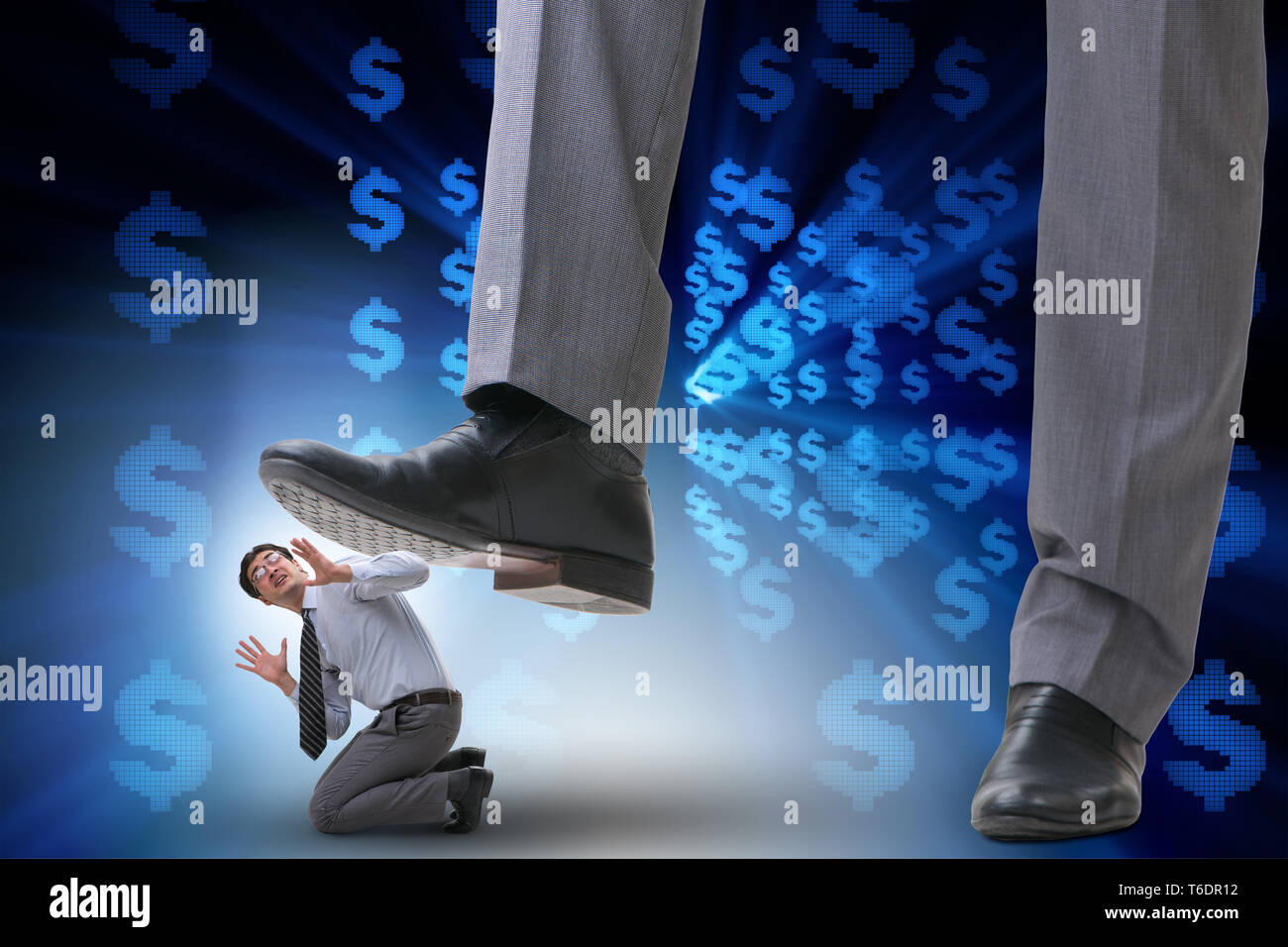 Bad angry boss stamping on employee in business concept Stock Photo - Alamy