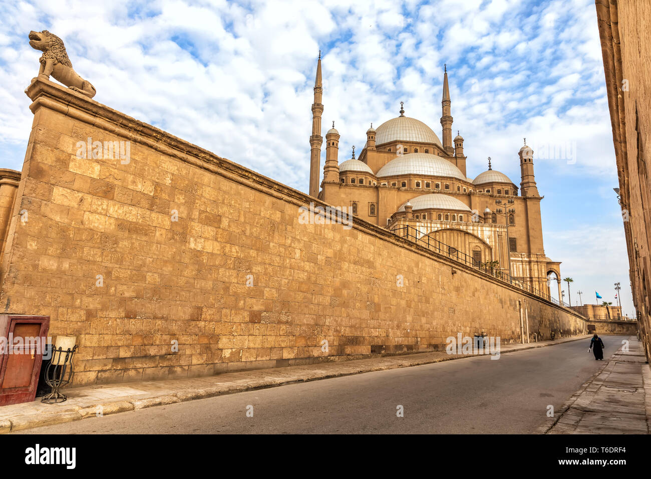Citadel of Cairo wall and the Mosque of Muhammad Ali view, Egypt Stock ...