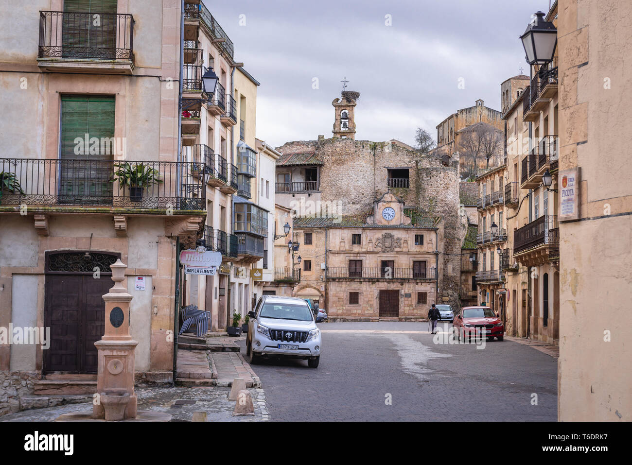Main square of Sepulveda town in Province of Segovia, Castile and Leon ...