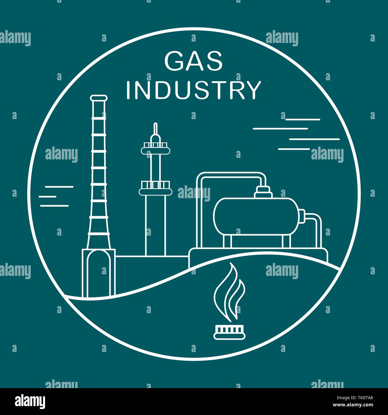 Vector illustration with equipment for gas production. Gas industry ...
