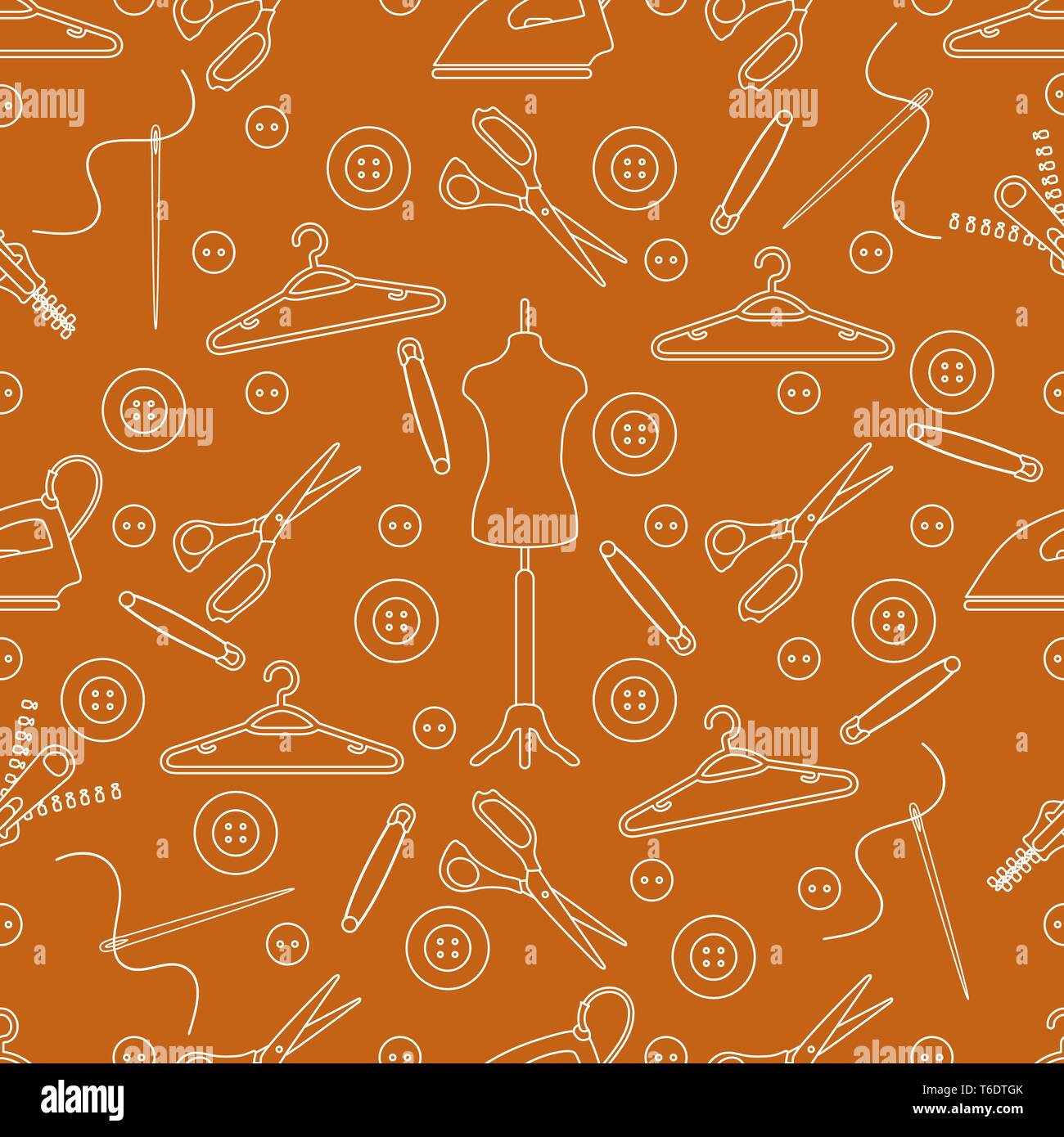 Vector seamless pattern with tools and accessories for sewing. Template ...