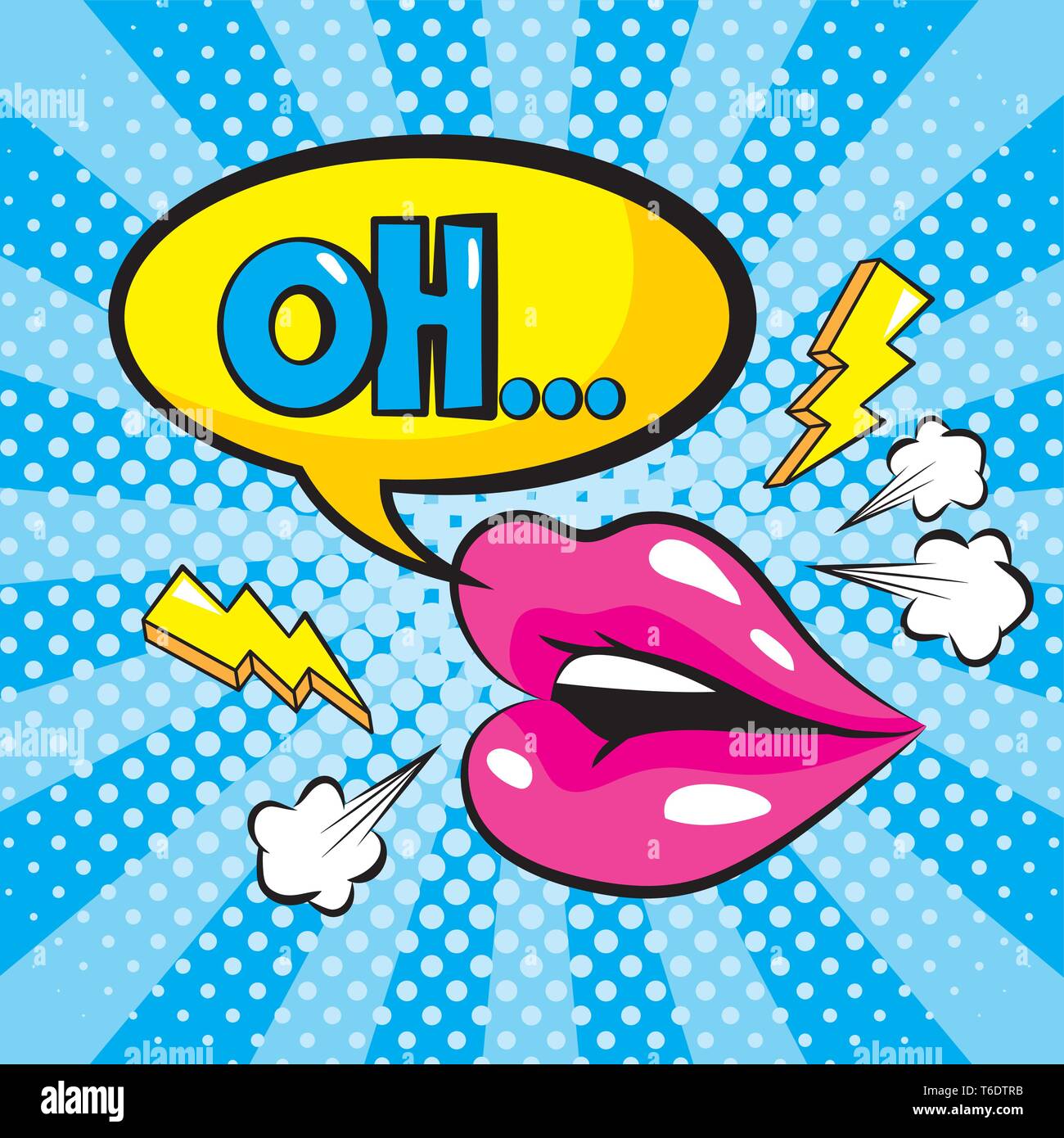 mouth and chat bubble with oh message vector illustration Stock Vector ...