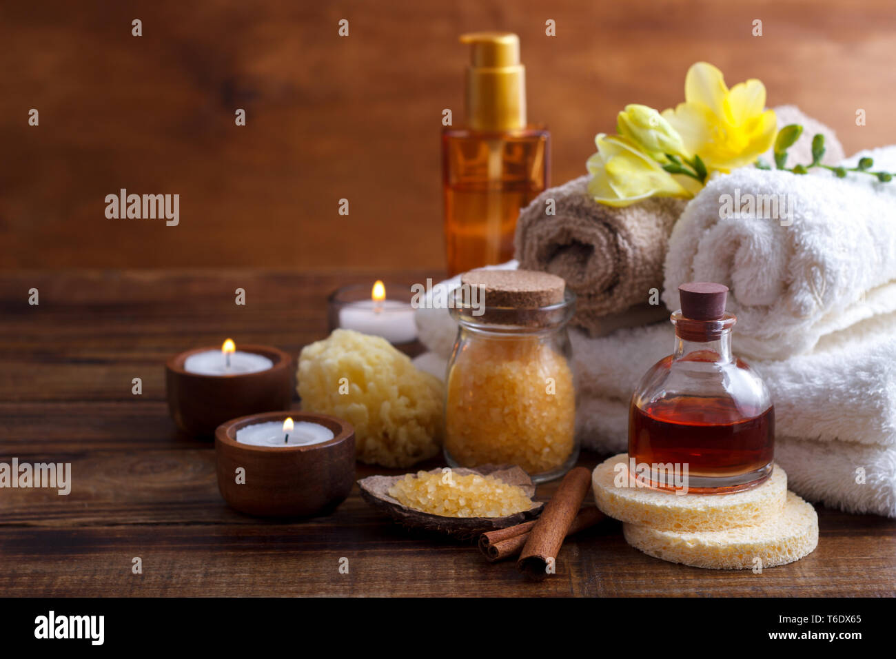 Orange Spa setting Stock Photo - Alamy
