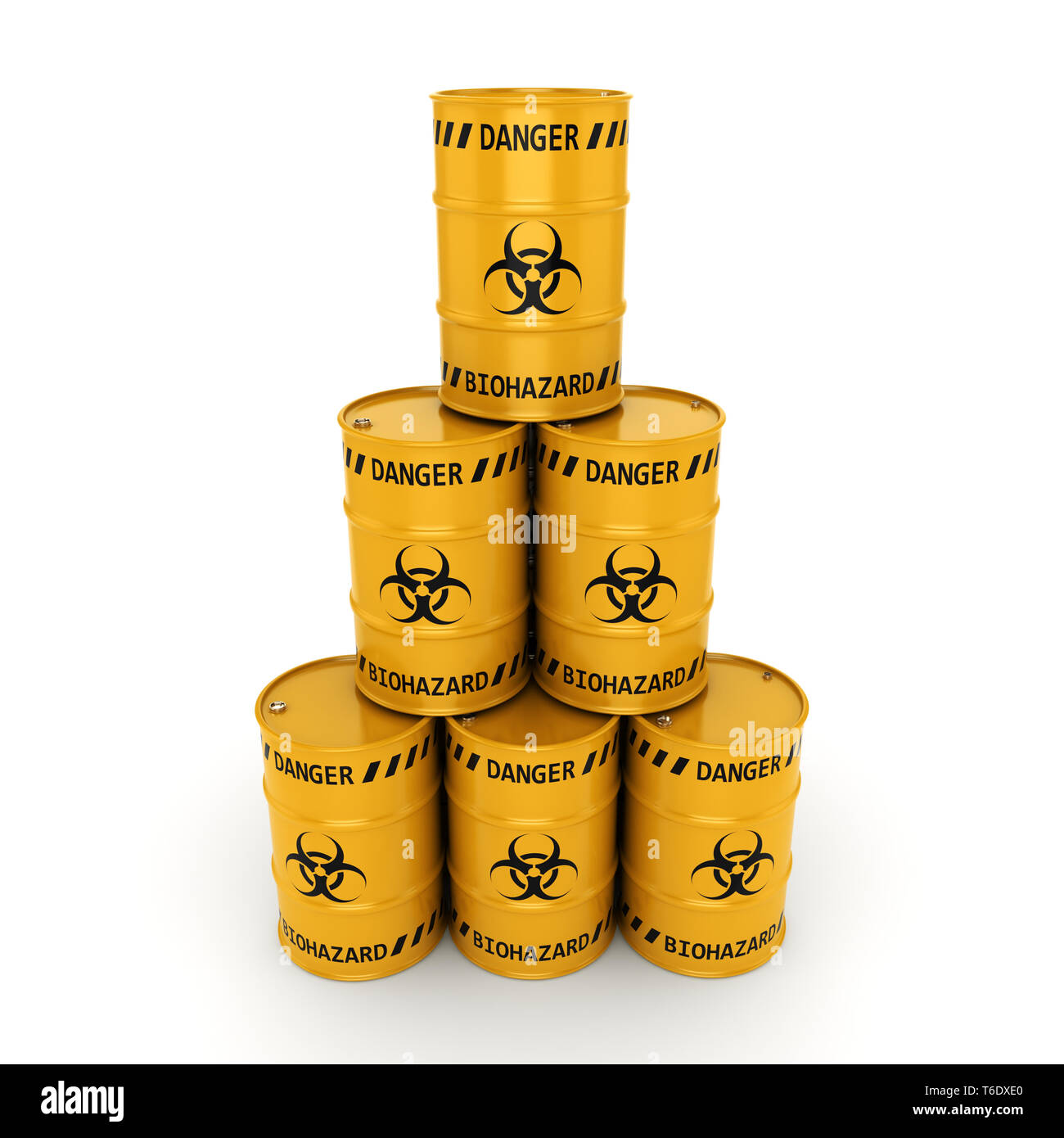 3D rendering biohazard barrels Stock Photo - Alamy