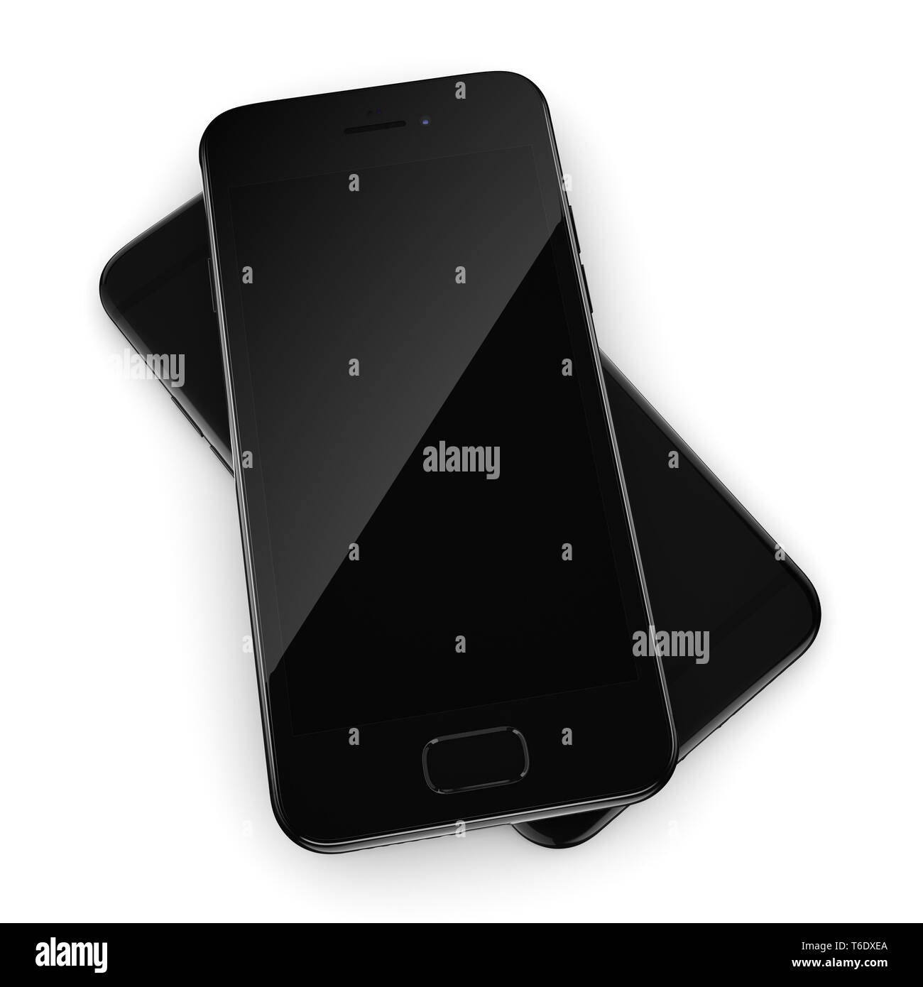 3D rendering black glossy smart phone with black screen Stock Photo - Alamy