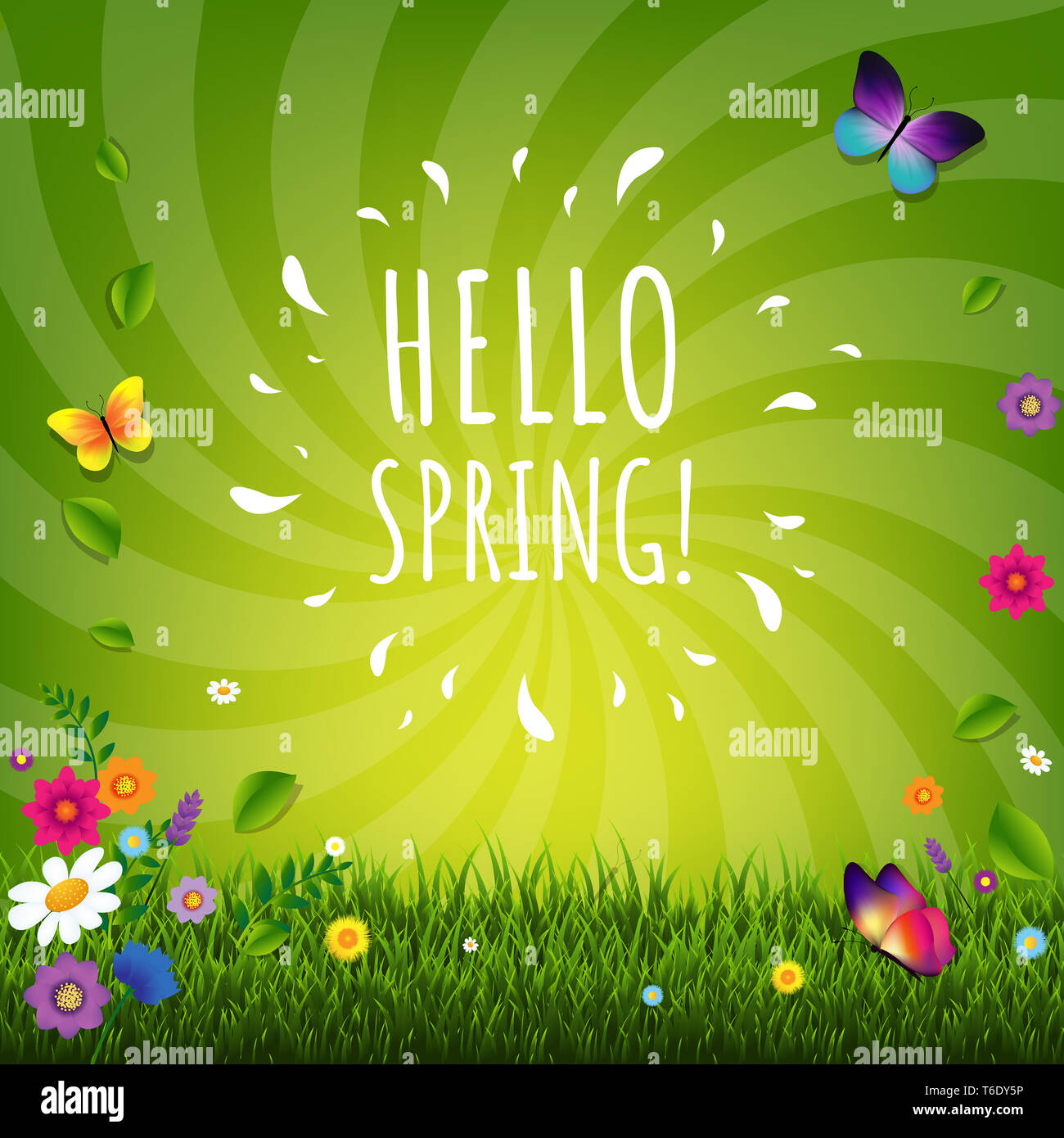 Hello Spring Poster Stock Photo - Alamy