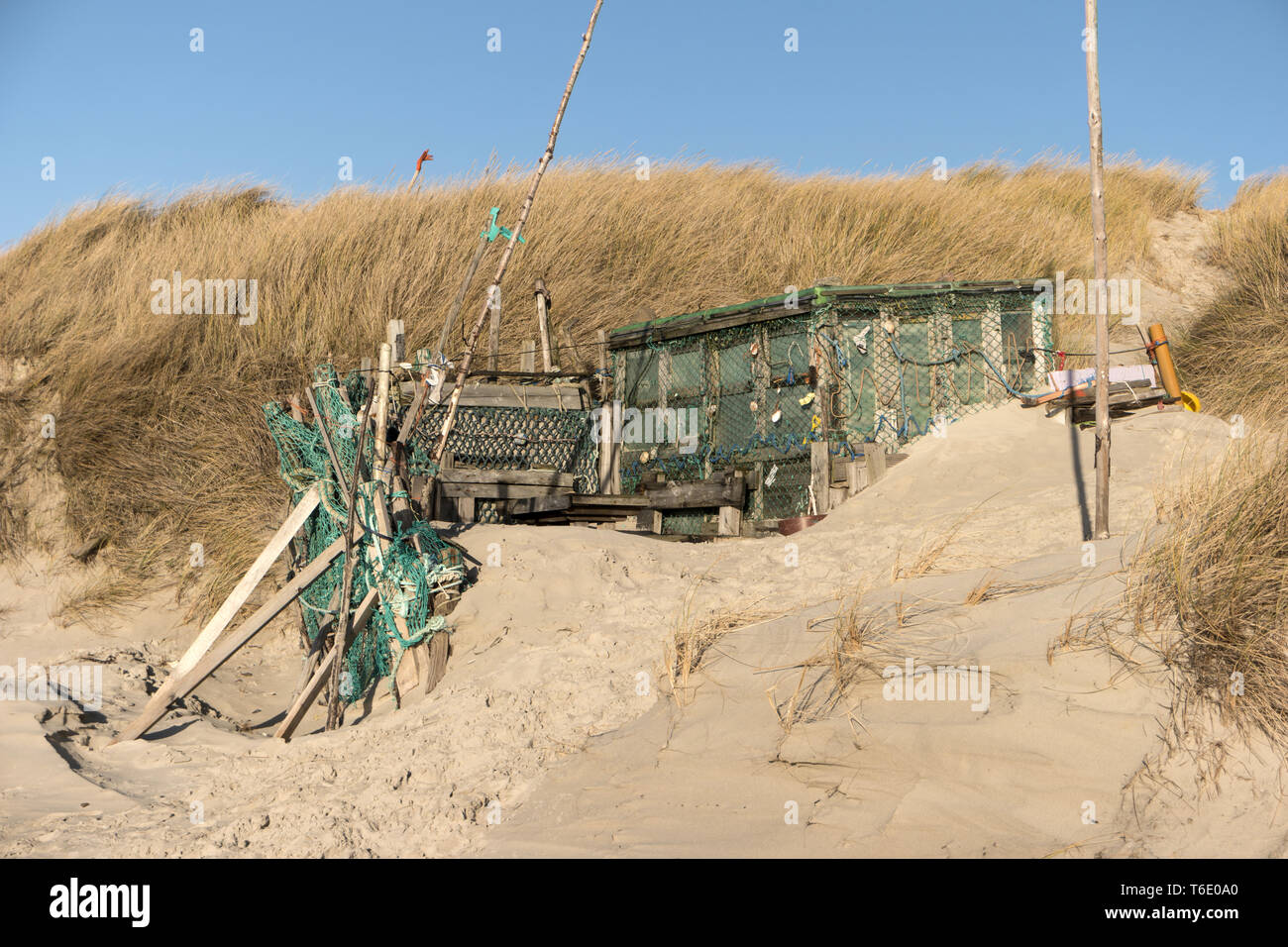 Beach Huts and other Objects out of Flotsam and Jetsam Stock Photo - Alamy