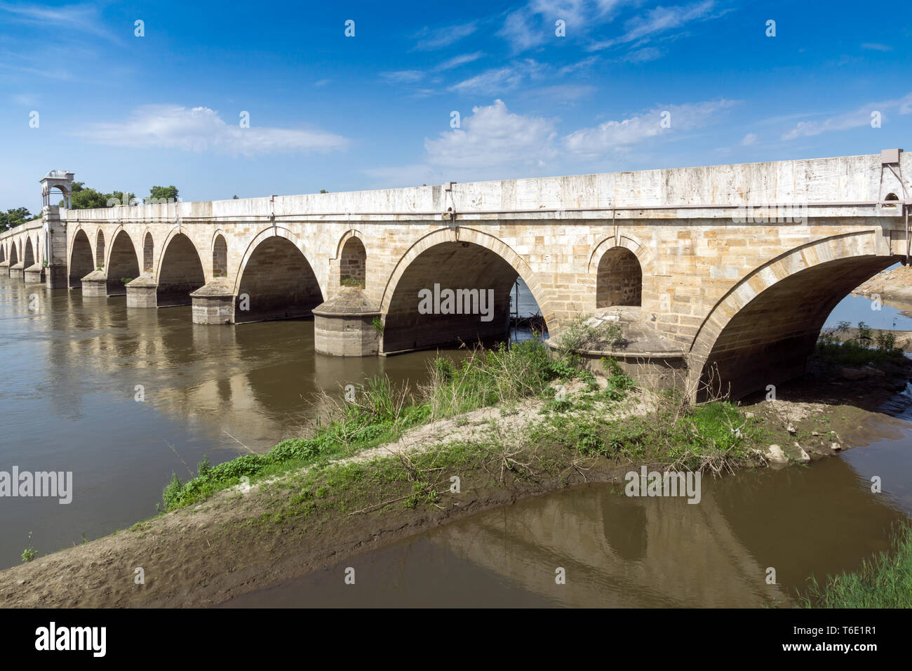 Medieval Bridge from period of Ottoman Empire over Meric River in city ...
