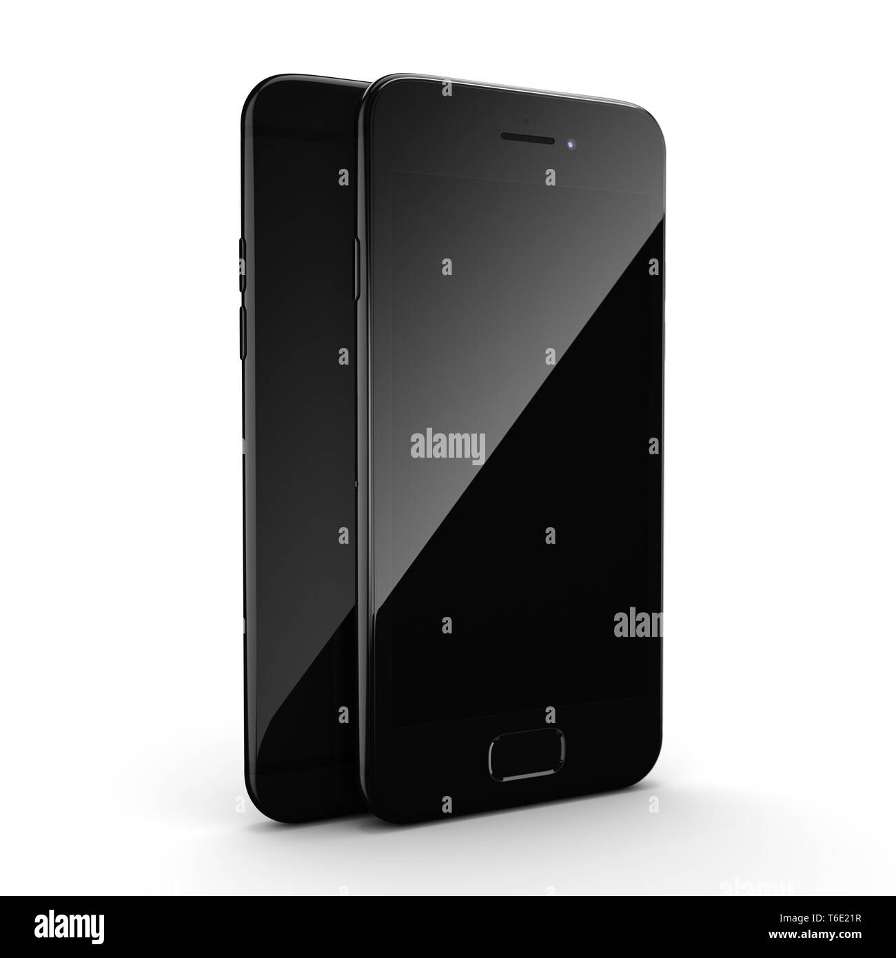 3D rendering black glossy smart phone with black screen Stock Photo - Alamy