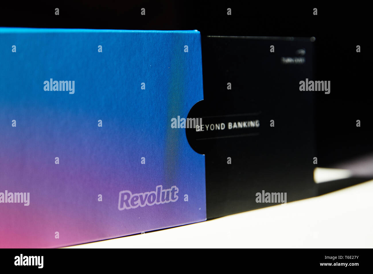 Revolut card packaging in the sun light with the slogan "Beyond Banking ...