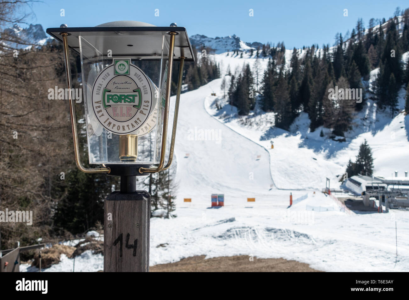 View of a ski slope from a restaurant bar Stock Photo - Alamy