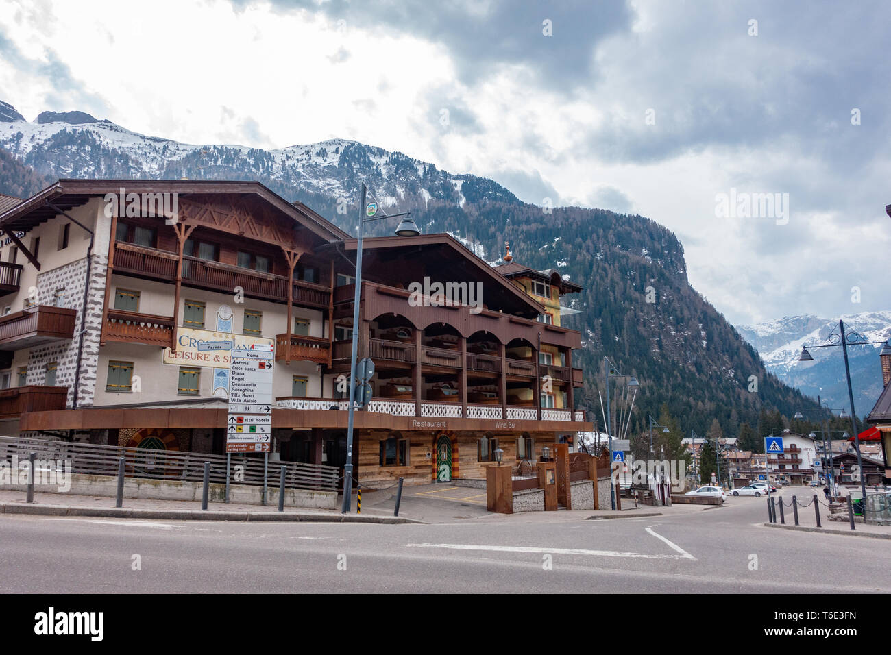 The centre attractions of Canazei Stock Photo - Alamy