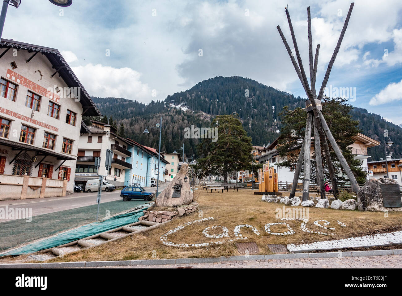 The centre attractions of Canazei Stock Photo - Alamy