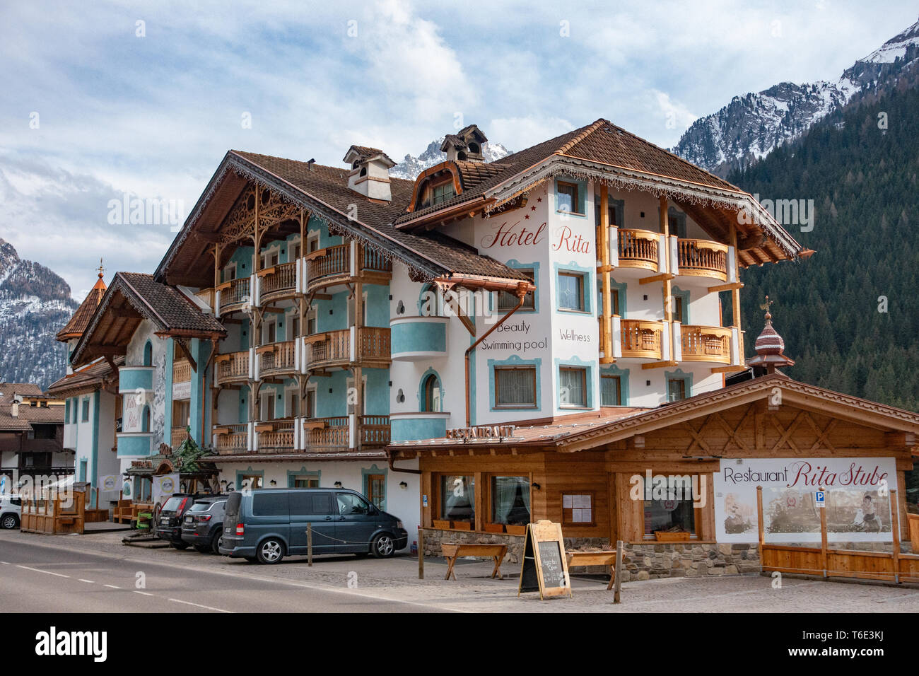 The centre attractions of Canazei Stock Photo - Alamy
