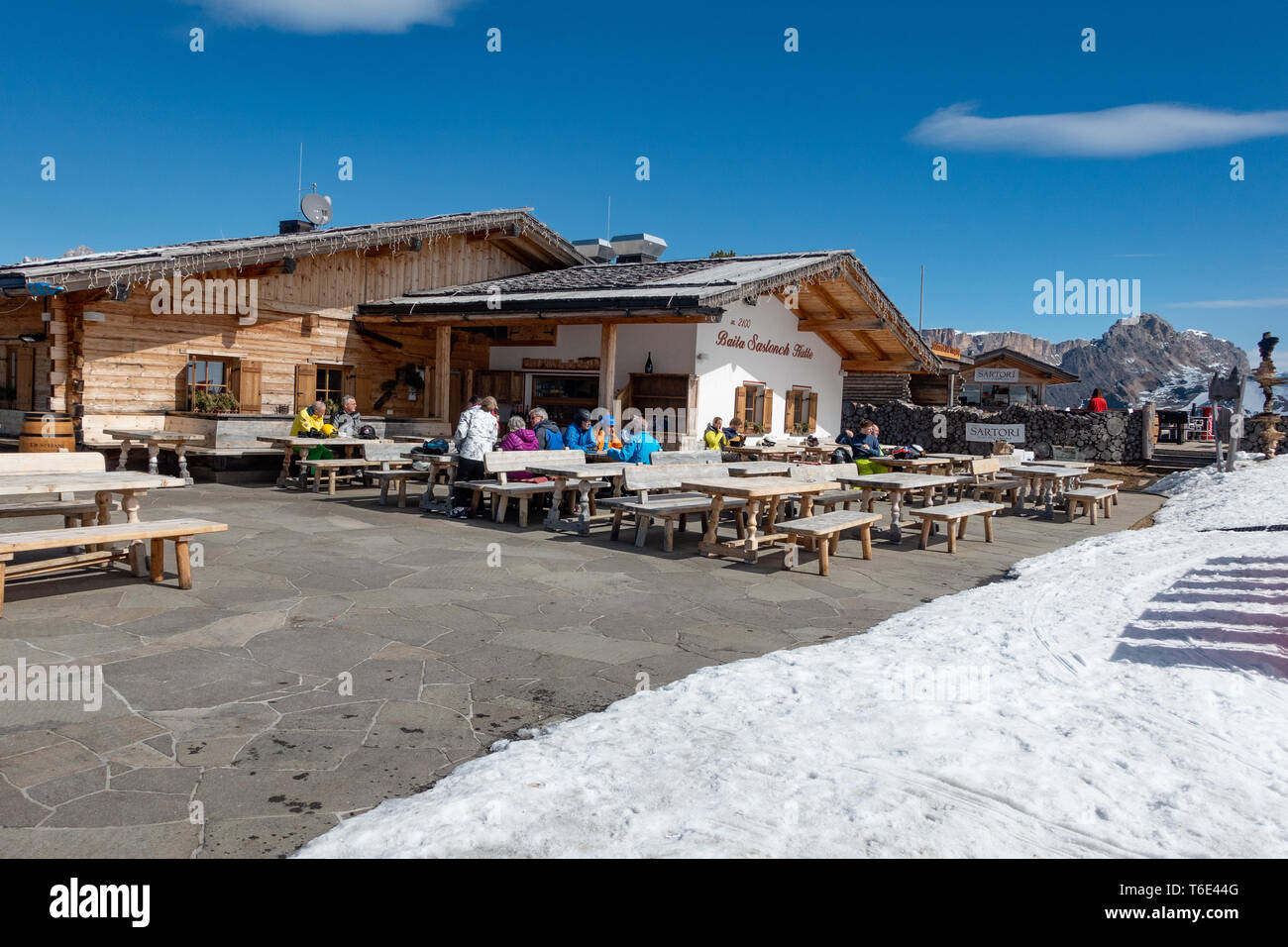 skiers having lunch at an alpine restaurant Stock Photo - Alamy