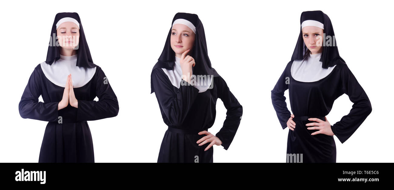 Nun isolated on the white background Stock Photo - Alamy