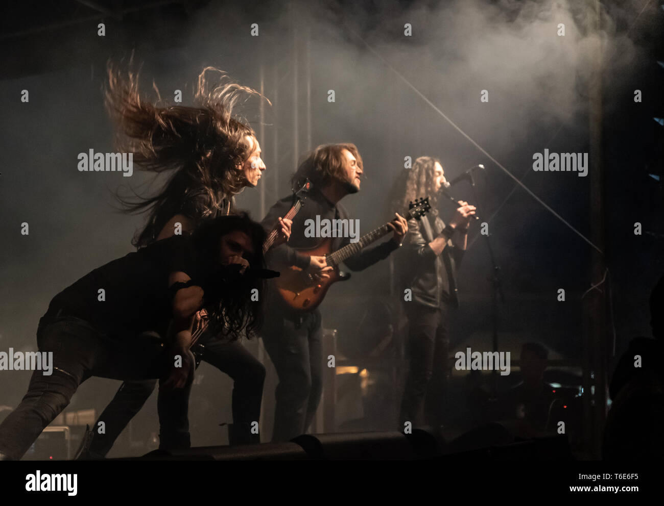 Milan, Italy - April 26, 2019: Celtic metal and Folk metal band FUROR ...