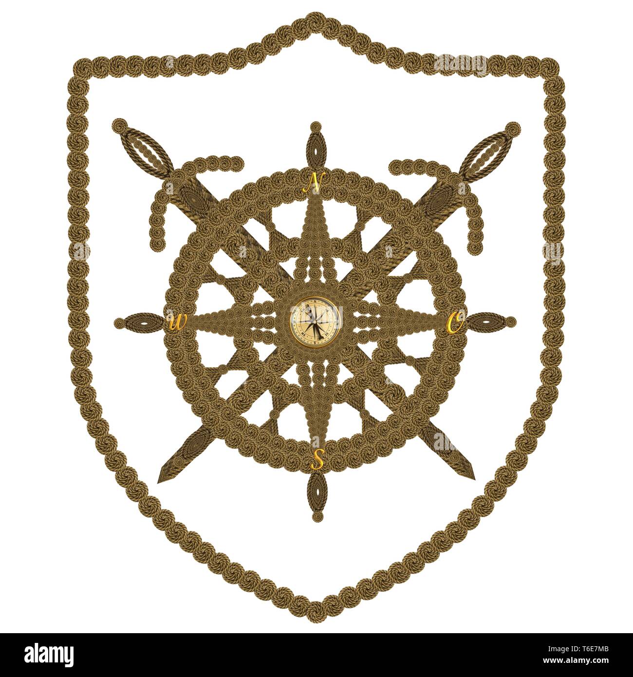 Compass wheel and sword Stock Photo - Alamy