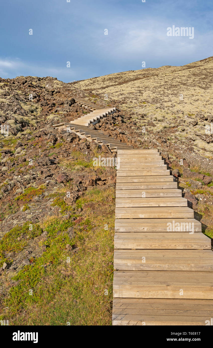 Trail up a Volcanic Crater on the Grabrok Crater in Iceland Stock Photo ...