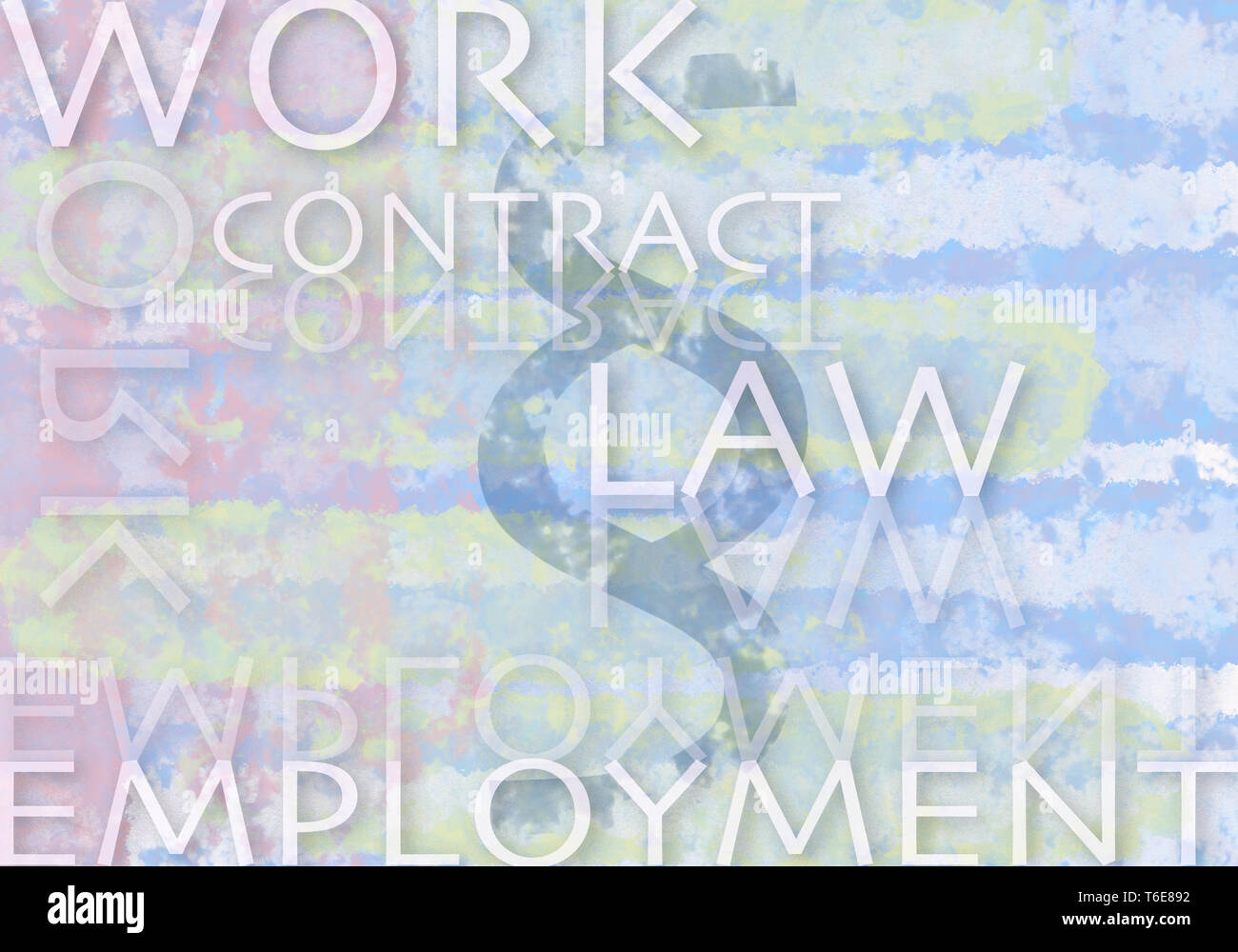 Illustration of important terms relating to work and law Stock Photo ...