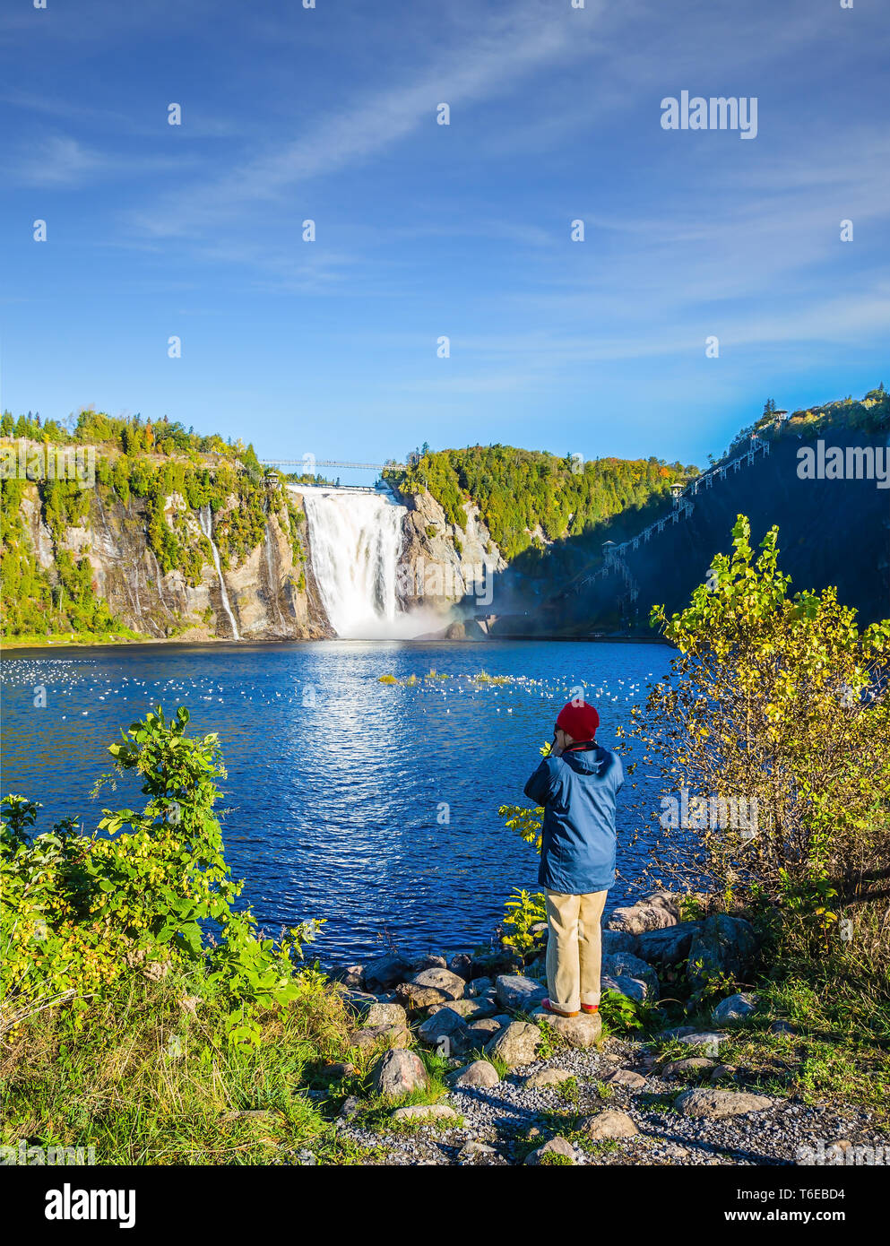 Woman blue jacket hi-res stock photography and images - Alamy