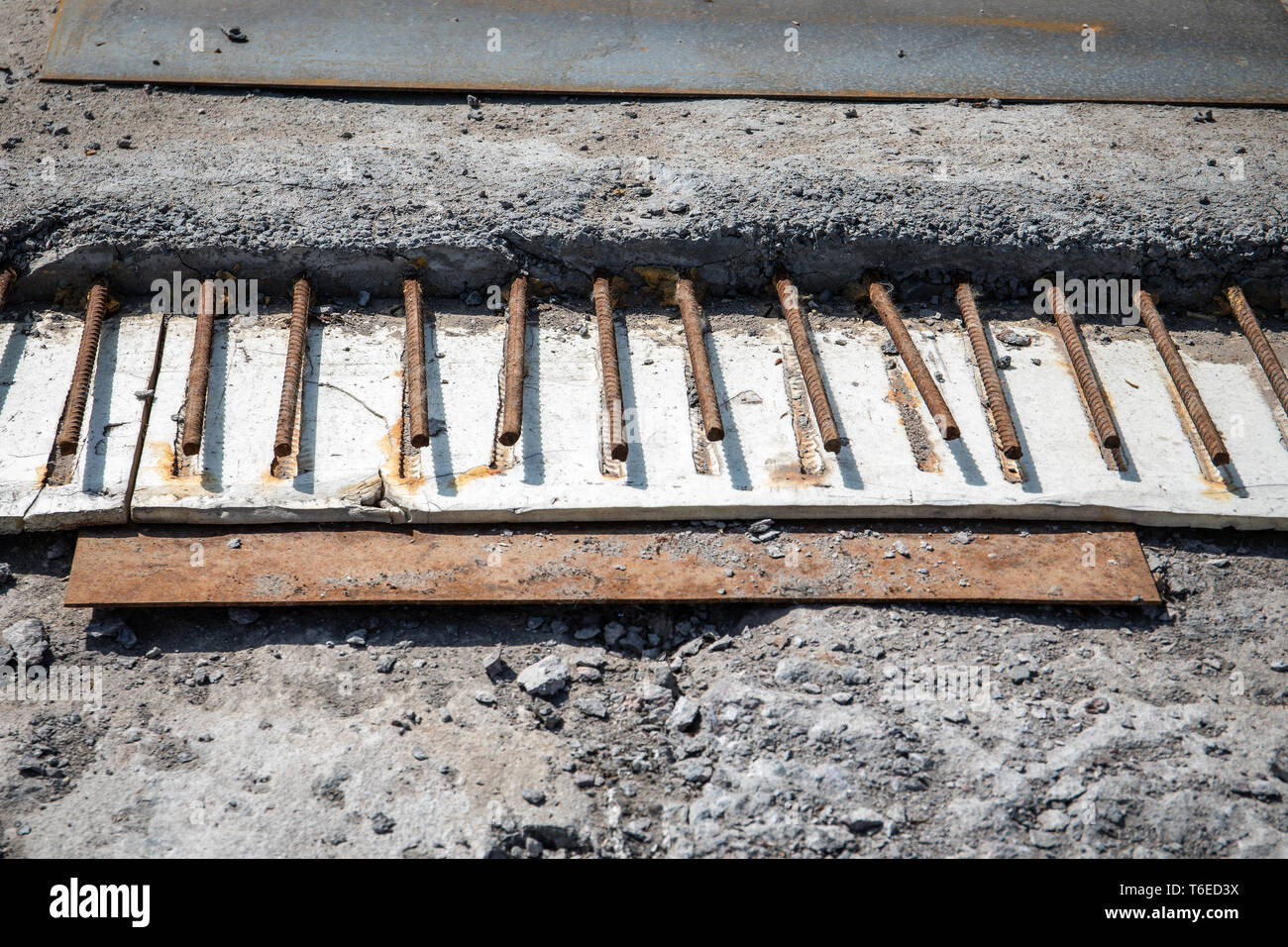 Damaged concrete structures. Bridge in bad and emergency condition ...