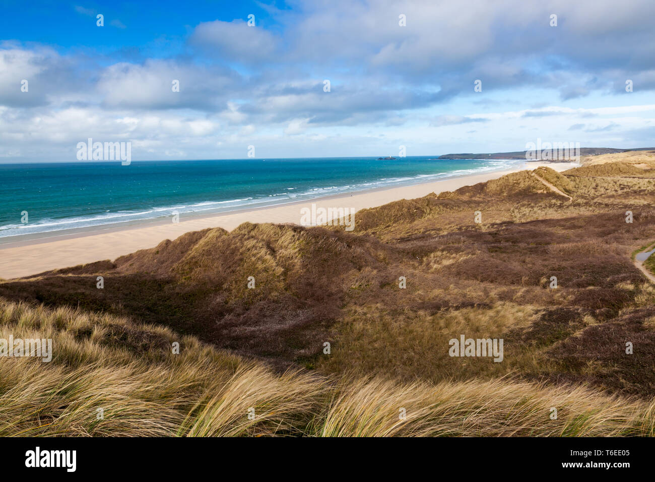 The sand dunes at Gwithian Towans Cornwall England UK Europe Stock ...