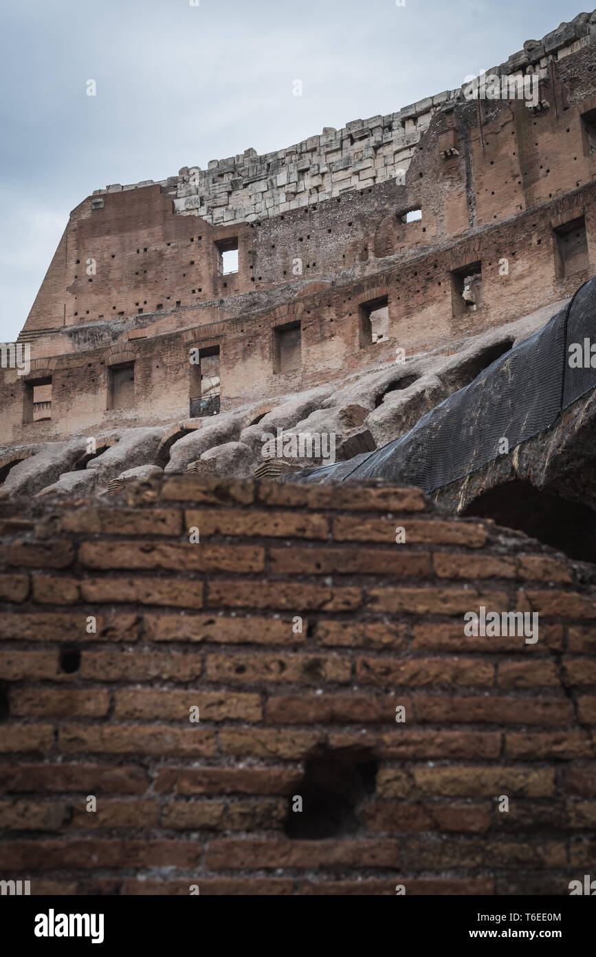 Ancient stones of the interior of the Colosseum in Rome Italy Stock ...