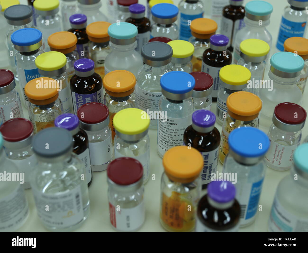 Colored medicine vials Stock Photo - Alamy