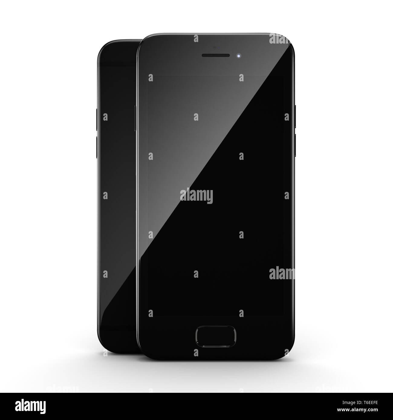 3D rendering black glossy smart phone with black screen Stock Photo - Alamy