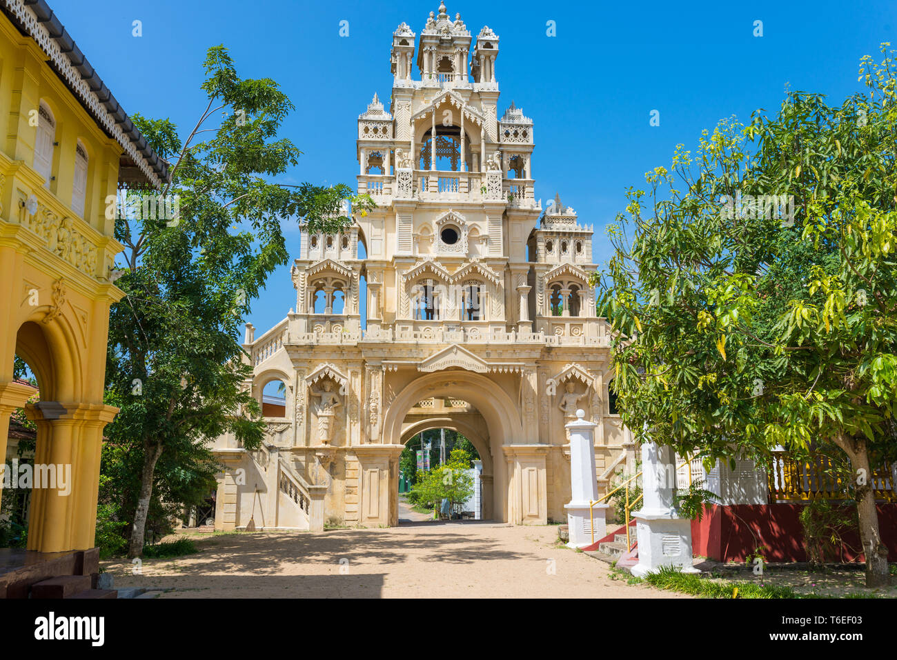 Large extraordinary gateway in the Buddhist monastery Sunandarama Maha ...