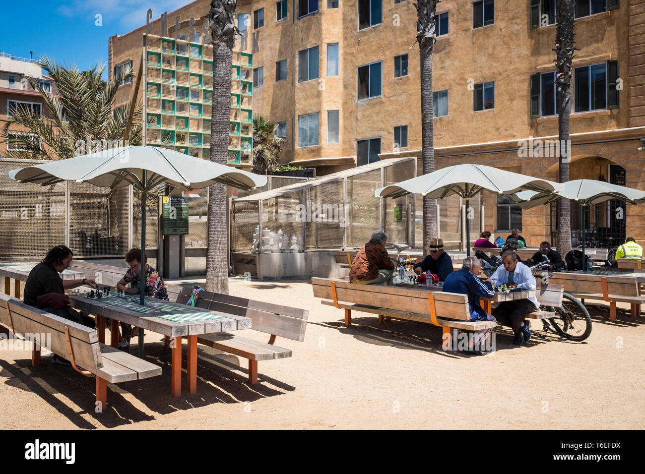 Playing chess on Santa Monica Beach in Los Angeles, California, USA ...